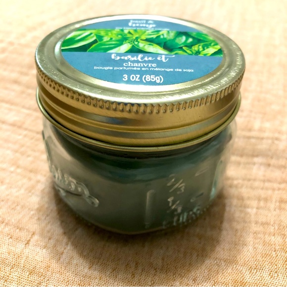 Accents | Candle Basil And Hemp 3oz Mason Jar Mini Candle | Poshmark